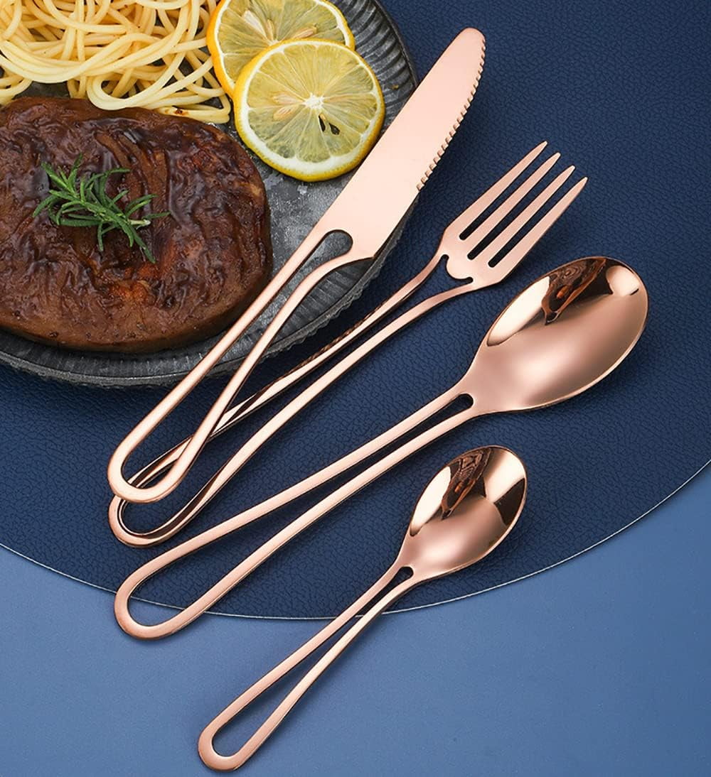 Gold Silverware Set 48 Piece Hanging Flatware Set for 12 With Hollow ...