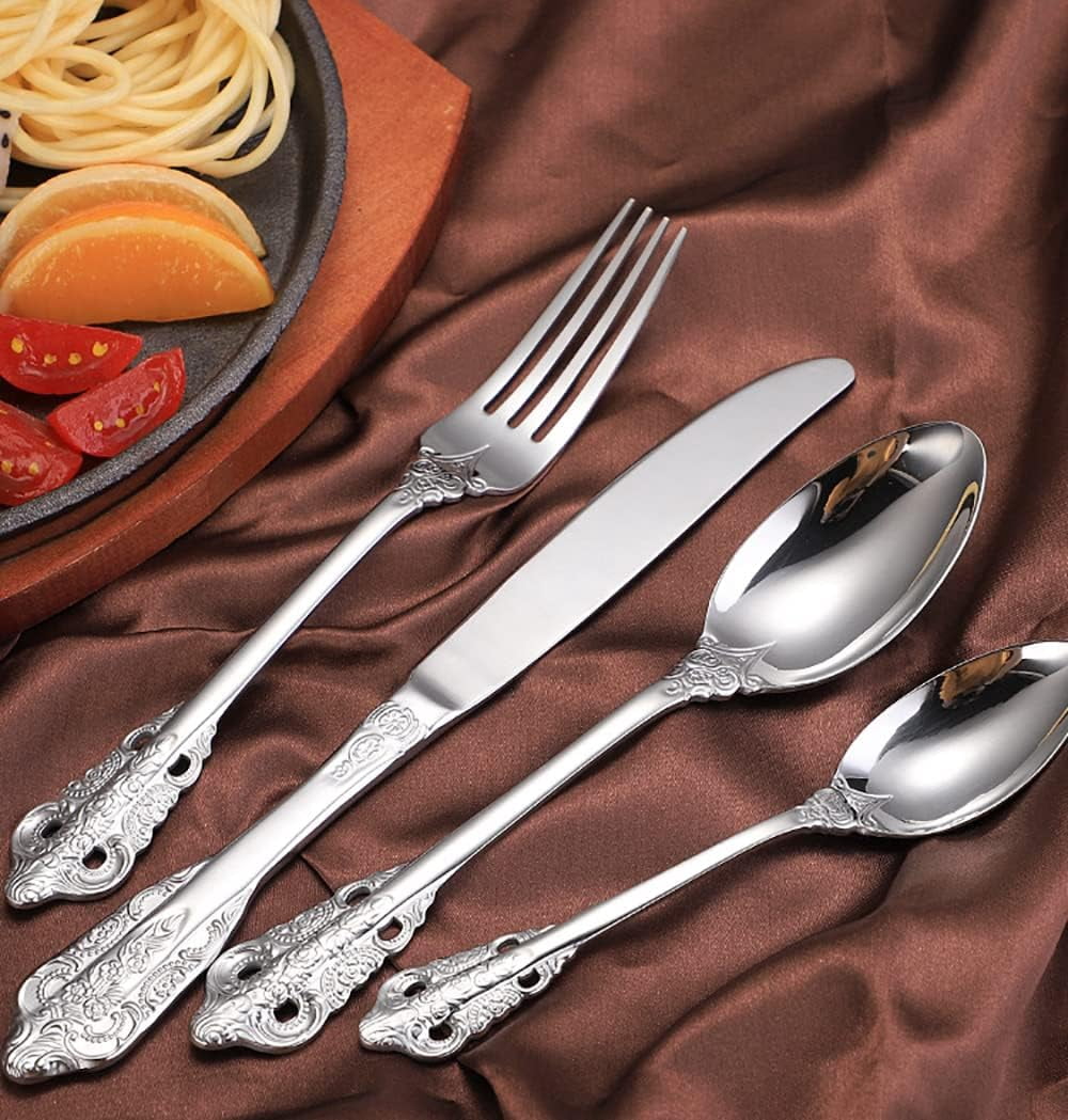 Gold Silverware Set 64 Piece Palace Cutlery Set for 16 Durable 18/10 ...