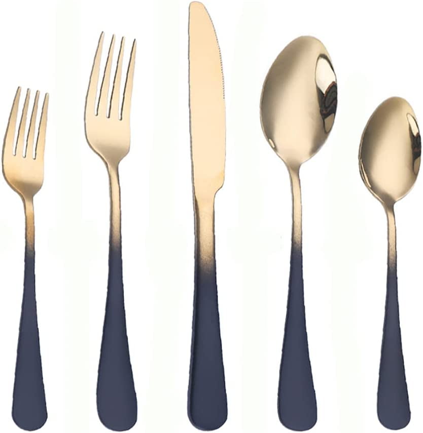 Gold Silverware Set 80-piece Flatware Set Gradient Cutlery Set Service ...