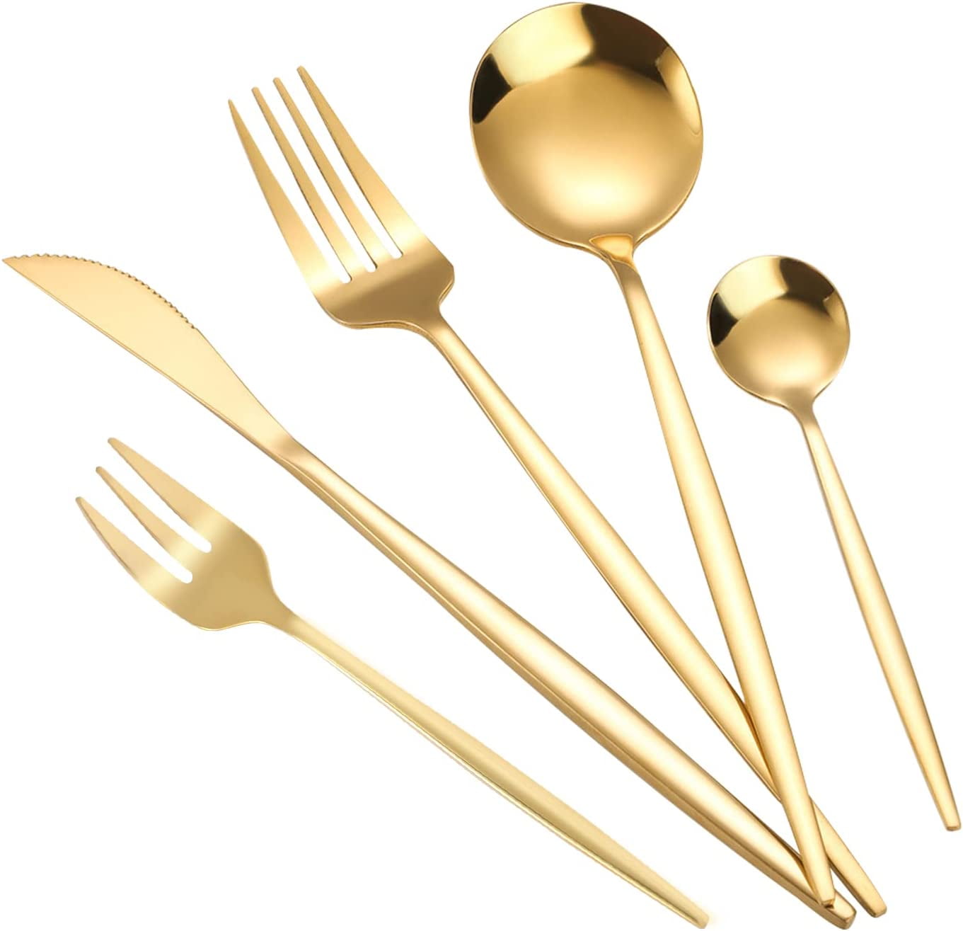 Gold Silverware Set, 90 Piece Golden Cutlery Set Service for 18 ...