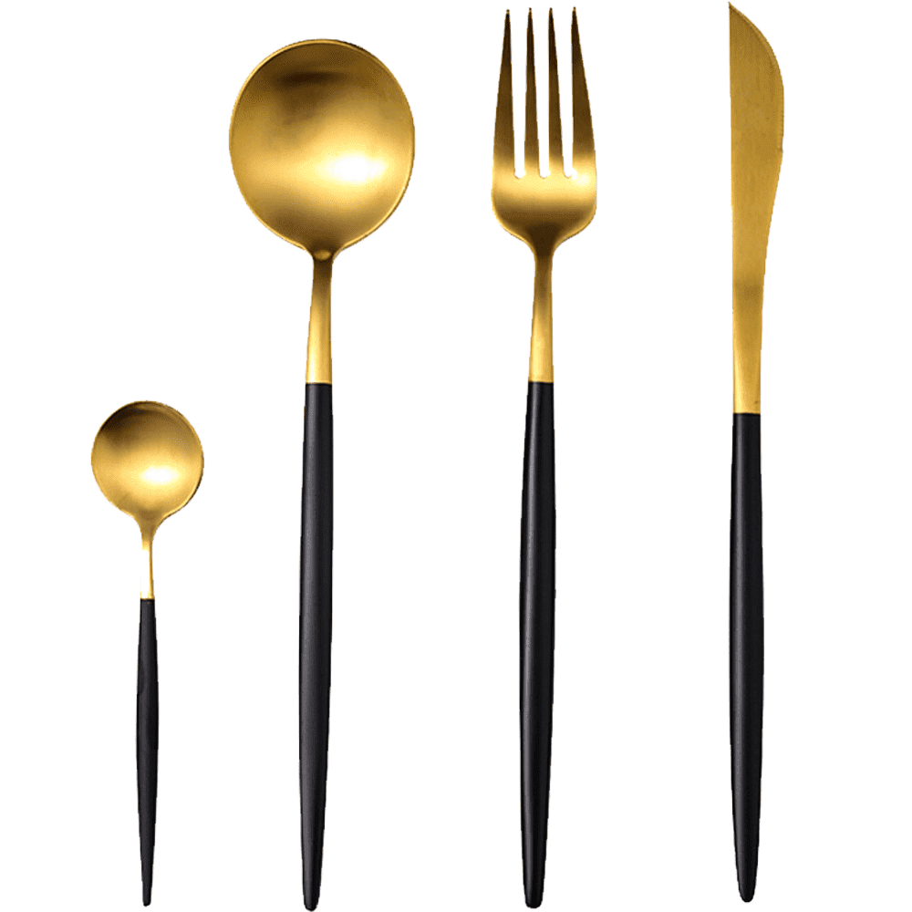 Gold Silverware Set Matte Flatware Set 304 Stainless Steel Flat Cutlery ...
