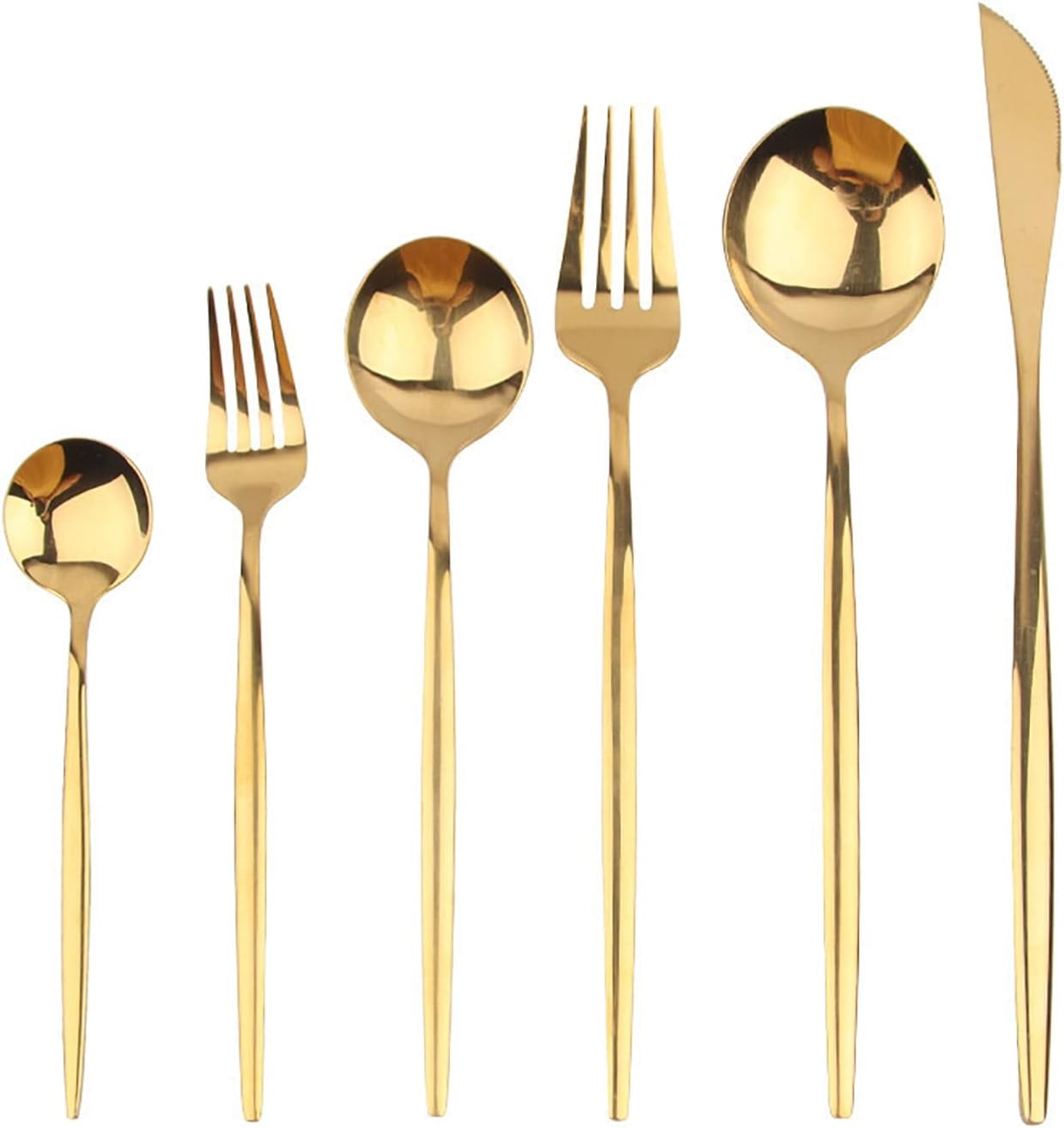 Gold Silverware Set Stainless Steel Flatware Service for 10 Kitchen ...