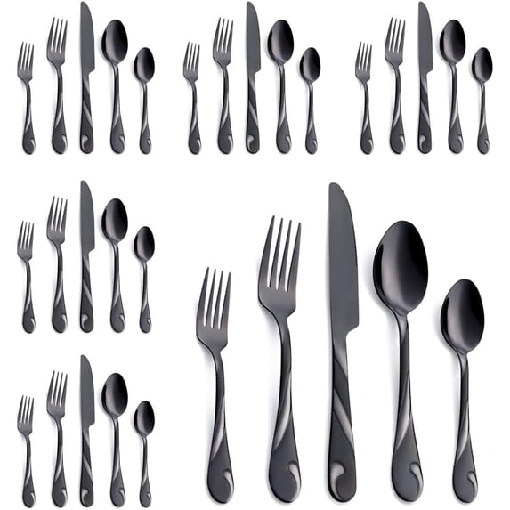 Gold Silverware Set for 6, 30-Piece Stainless Steel Flatware Set, Shiny ...