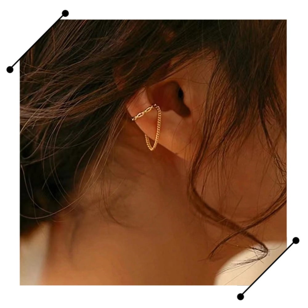 Gold Single Niche Ins Style Chain Tassel Ear Bone Clip for Women Simple ...