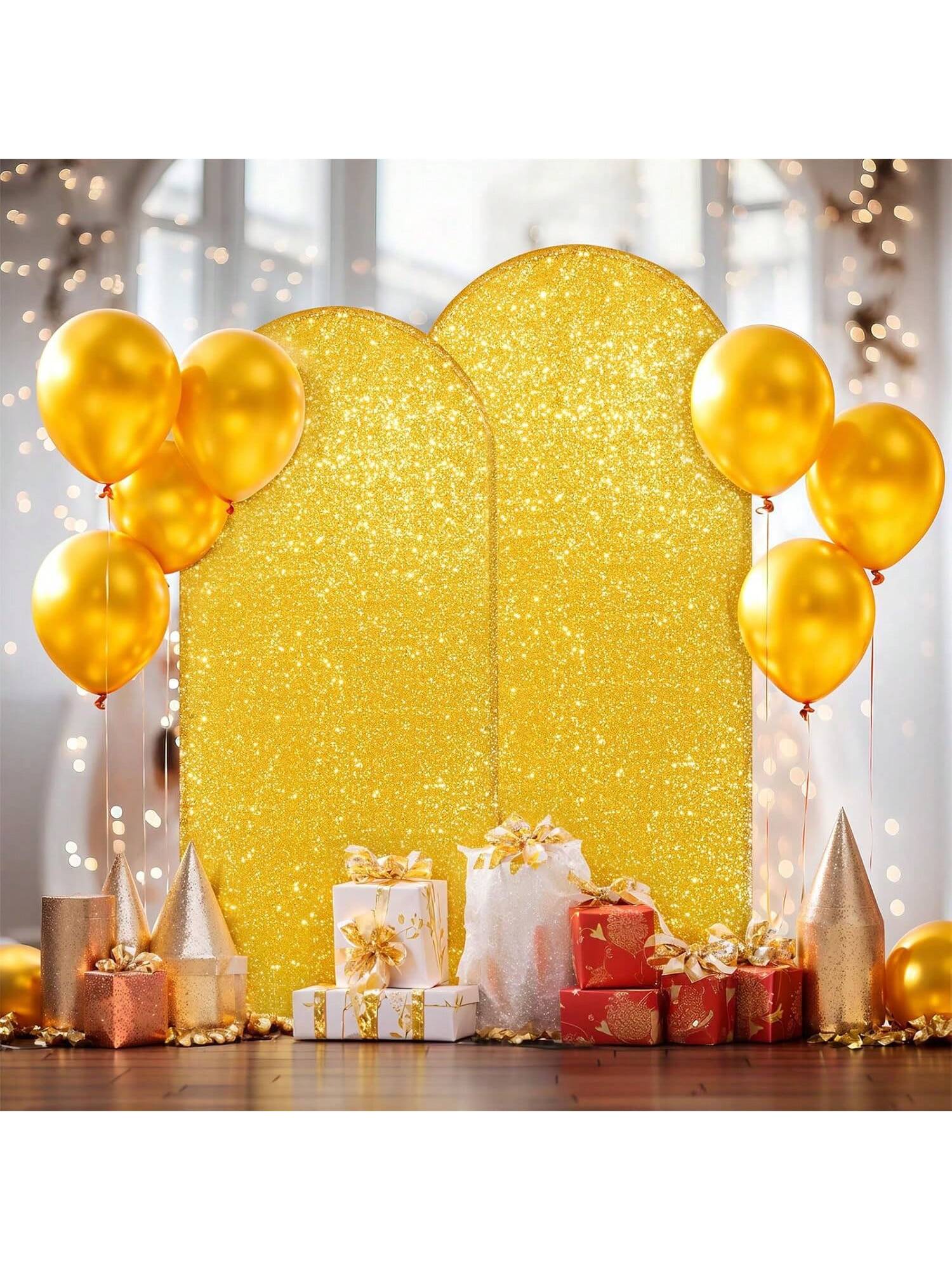 Gold-Size: 2m high x 1m wide (6.6ft) 1pc 6.6FT Bling Arch Backdrop ...