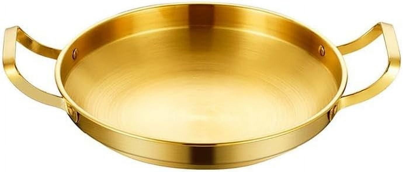 Gold Skillet Pan Stainless Steel Paella Pan 9.4 inch 24cm Dinner Server ...