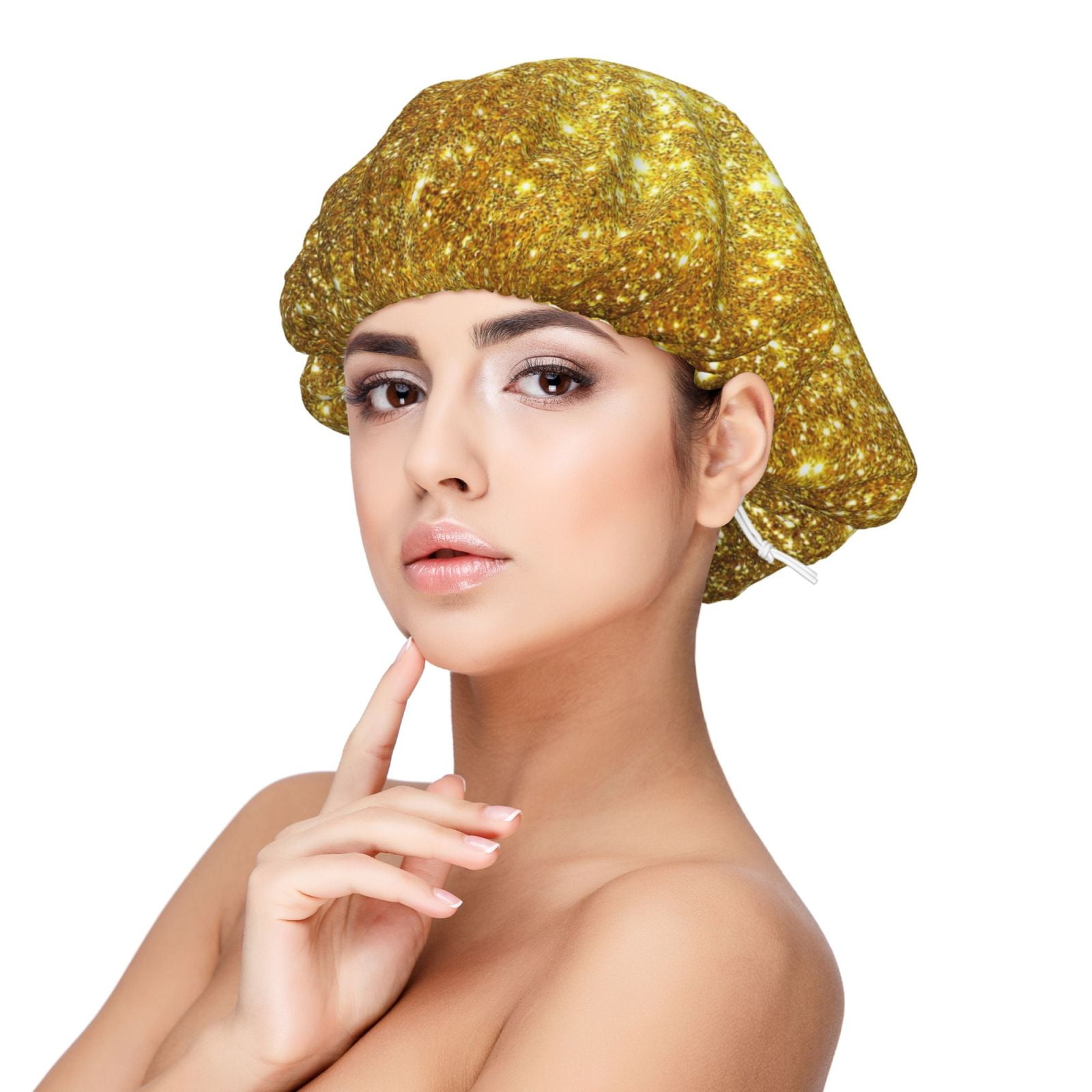 Gold Sleep Cap Satin Bonnet Night Sleeping Soft Hair Turbans For Women ...