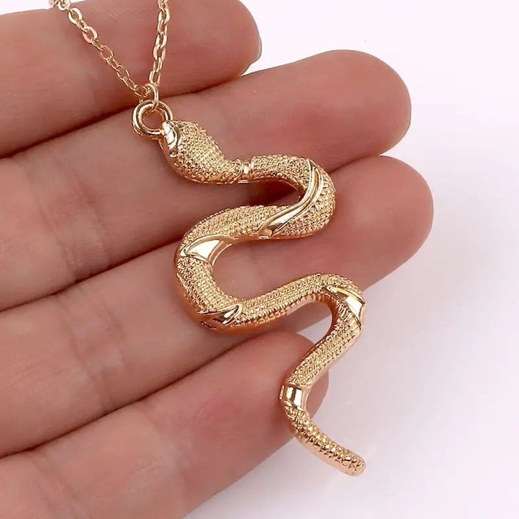 Gold Snake Necklace Serpent Pendant with Hip Hop Bling Chain - Walmart.com