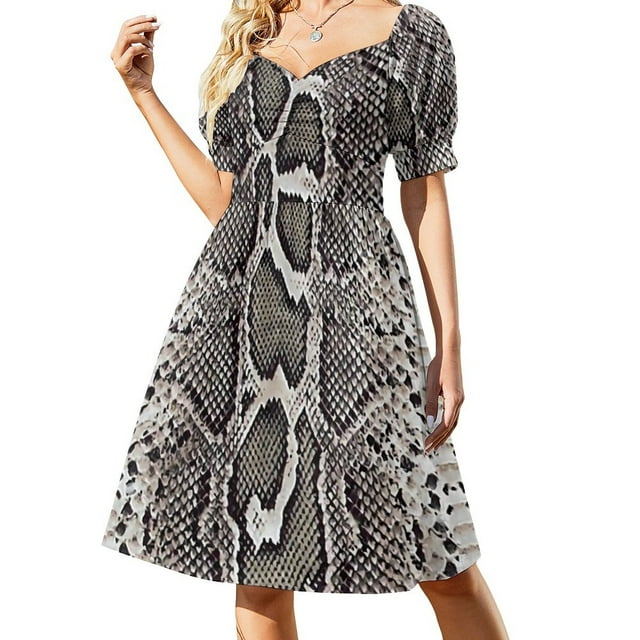 Gold Snakeskin Casual Dress Trendy Animal Print Korean Fashion Dresses ...