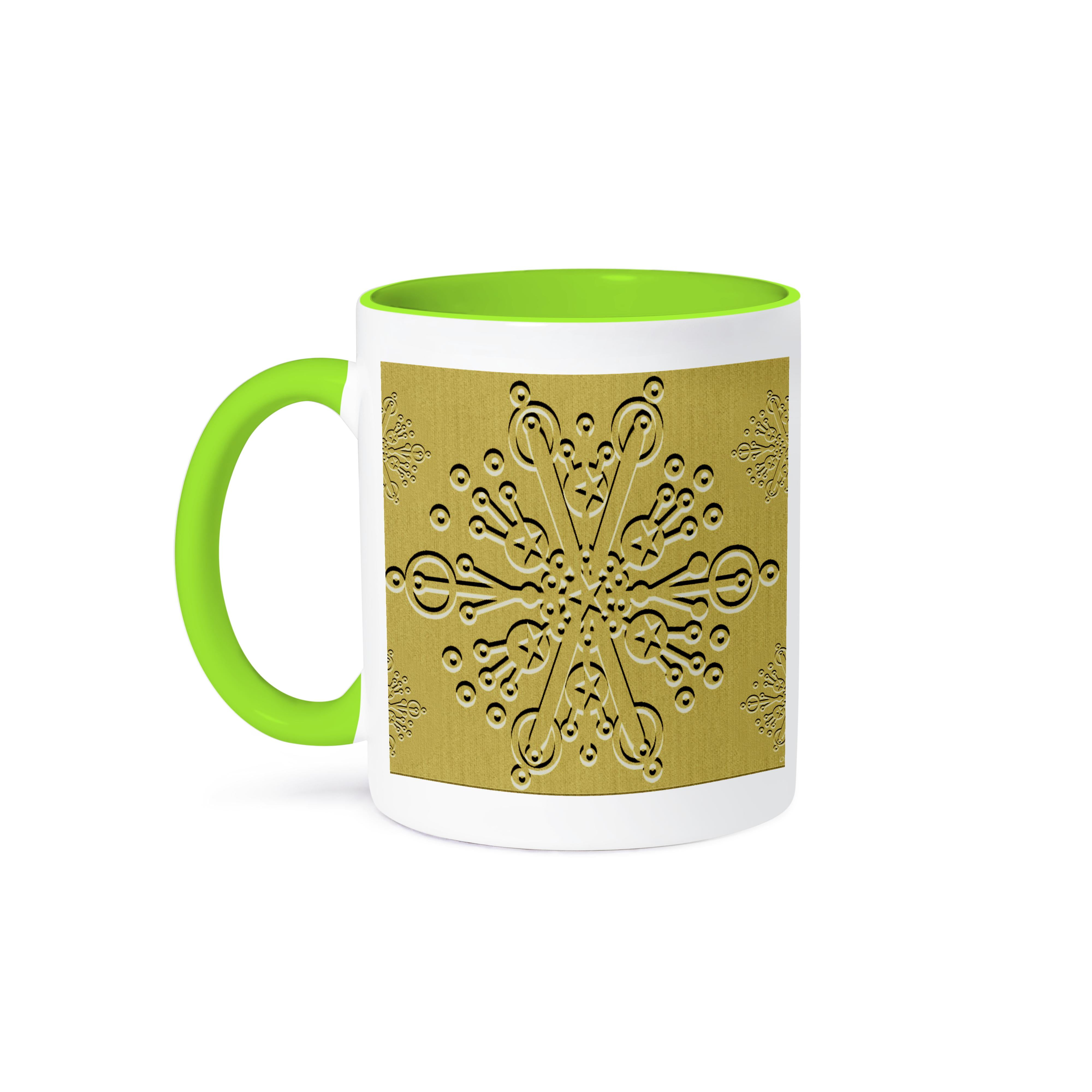 3dRose, Gold Snowflake, 15oz Two-Tone Green Mug - Walmart.com