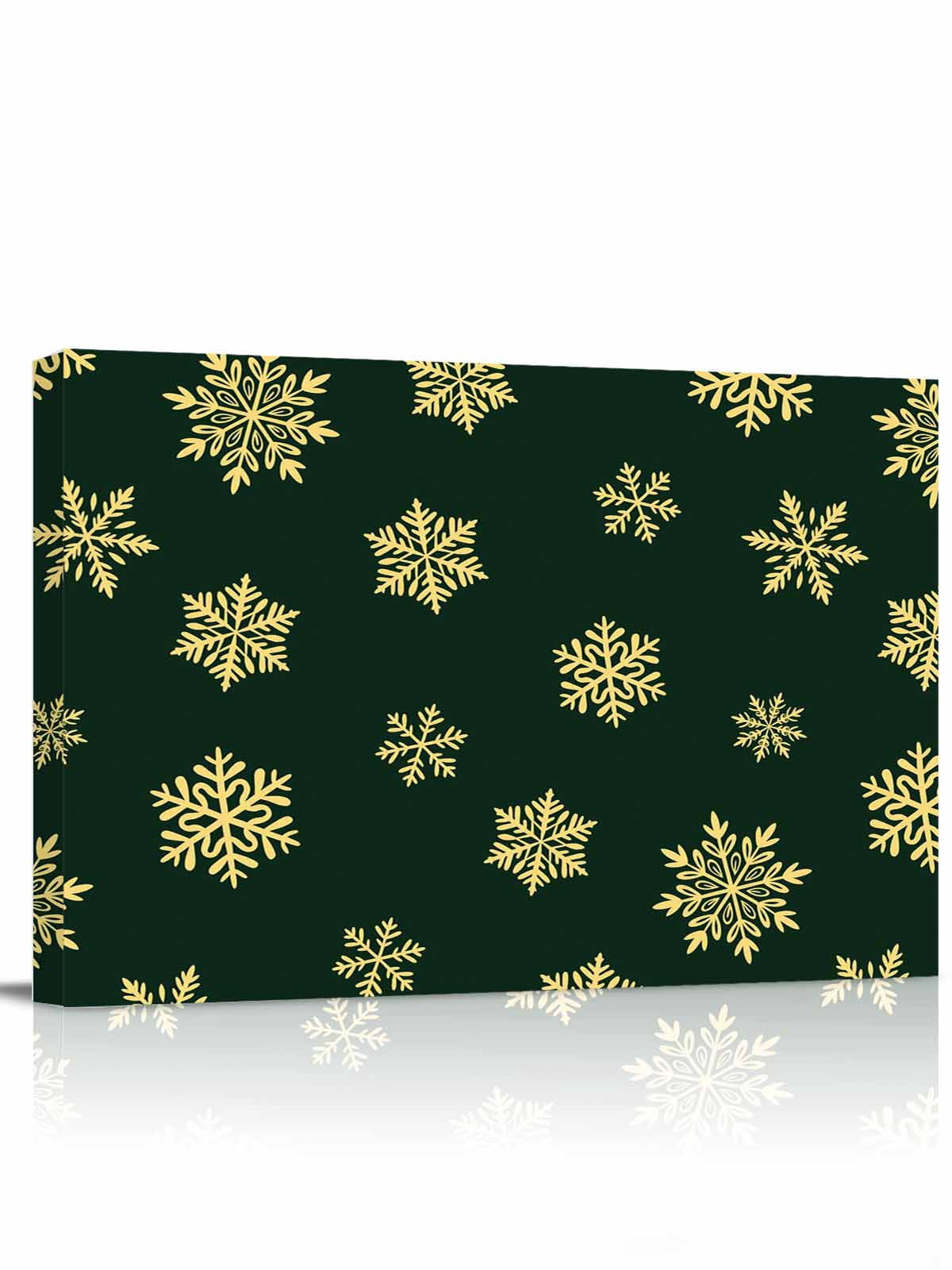 Gold Snowflakes Canvas Print Wall Art Framed Canvas Art Wall Decor ...