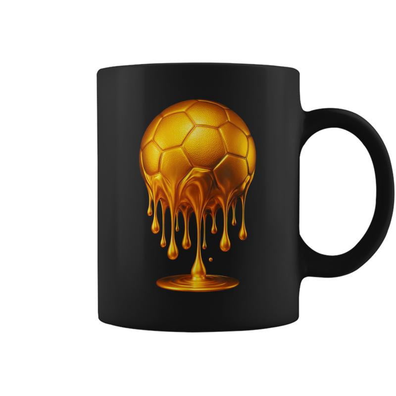 Gold Soccer Ball Dripping Gold Soccer Drip Soccer Goal Net Coffee Mugs ...