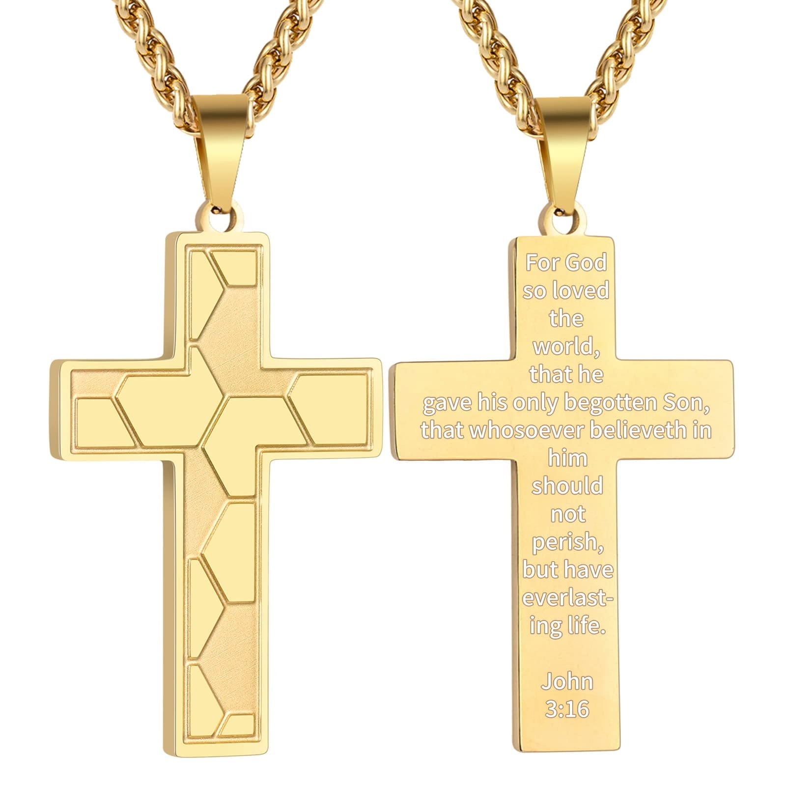Gold Soccer Cross Necklace for Men Stainless Steel Cross Pendant Chain ...