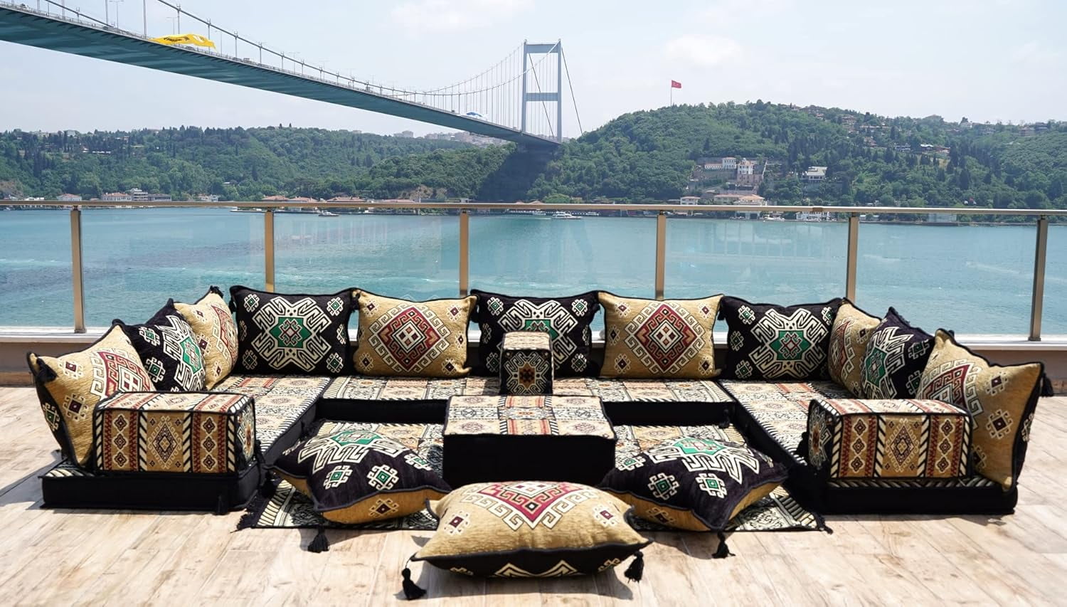 Gold Sofa Cushions, Arabic Majlis Seating, Turkish Sofa Set, U Shaped ...