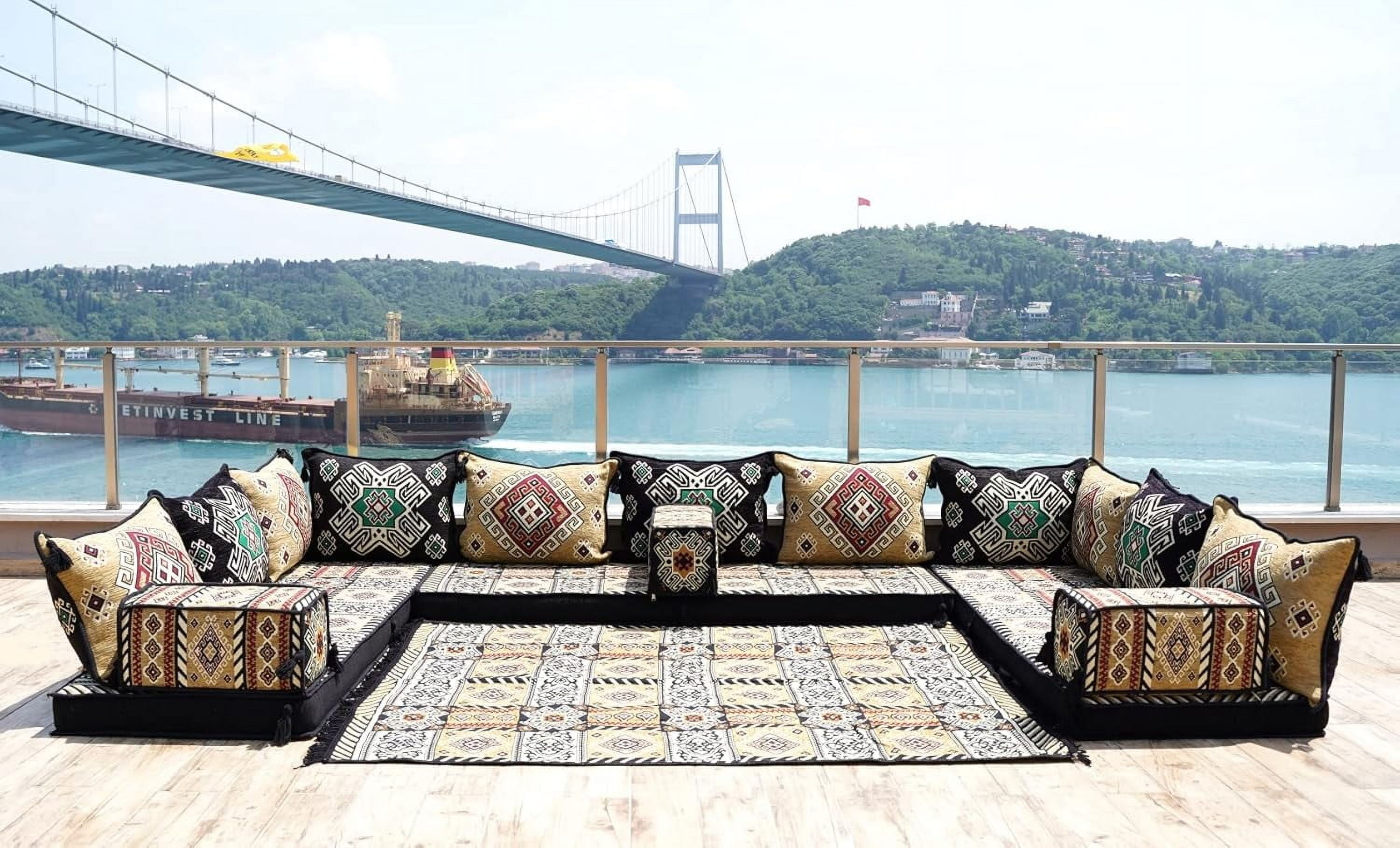 Gold Sofa Cushions, Arabic Majlis Seating, Turkish Sofa Set, U Shaped ...