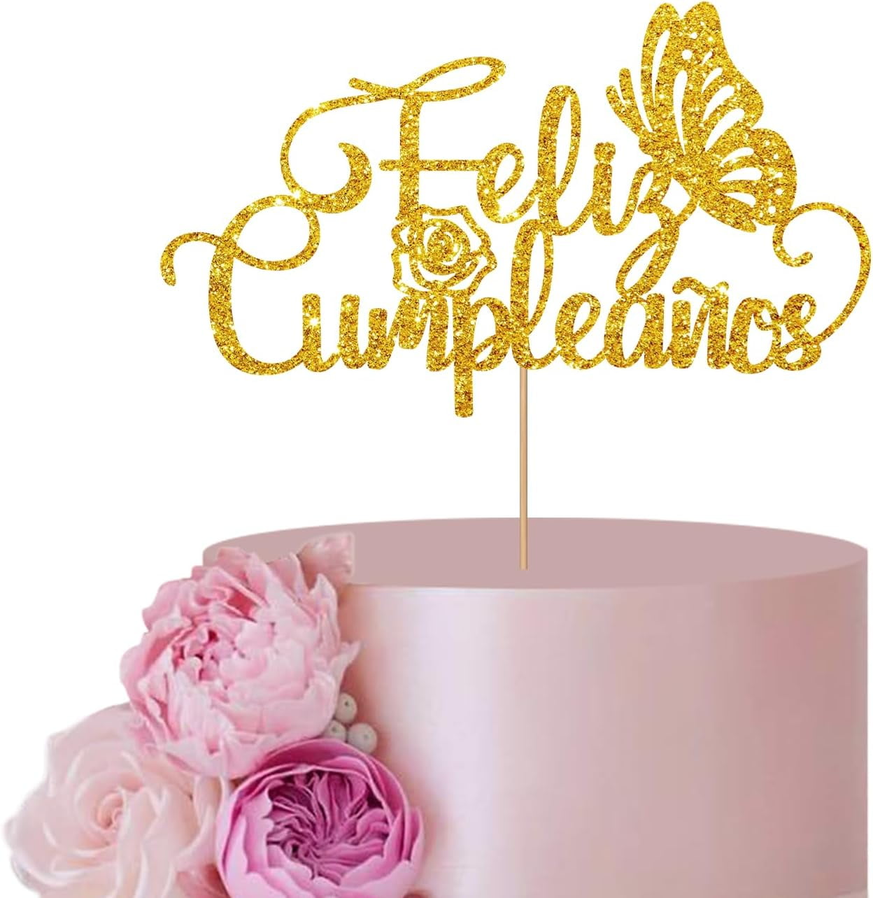 Gold Spanish Cake Topper for Birthday Party Decor, Butterfly Happy ...