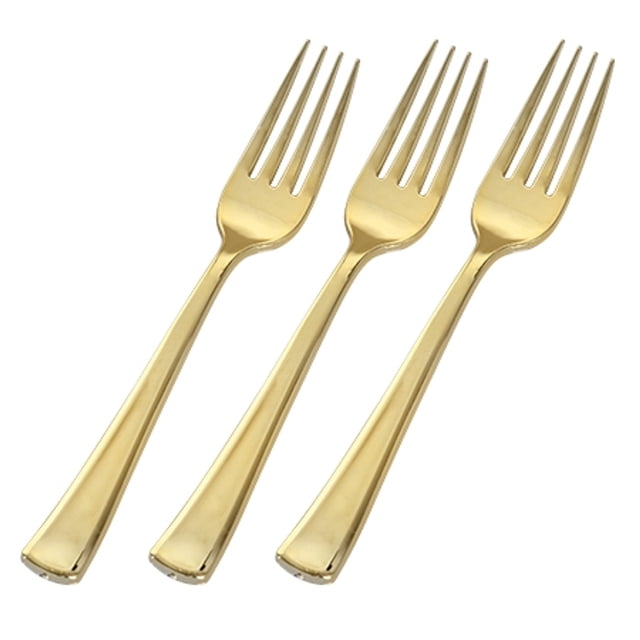 Gold Splendor Look Like Real Gold Plastic Forks 120 ct - Walmart.com
