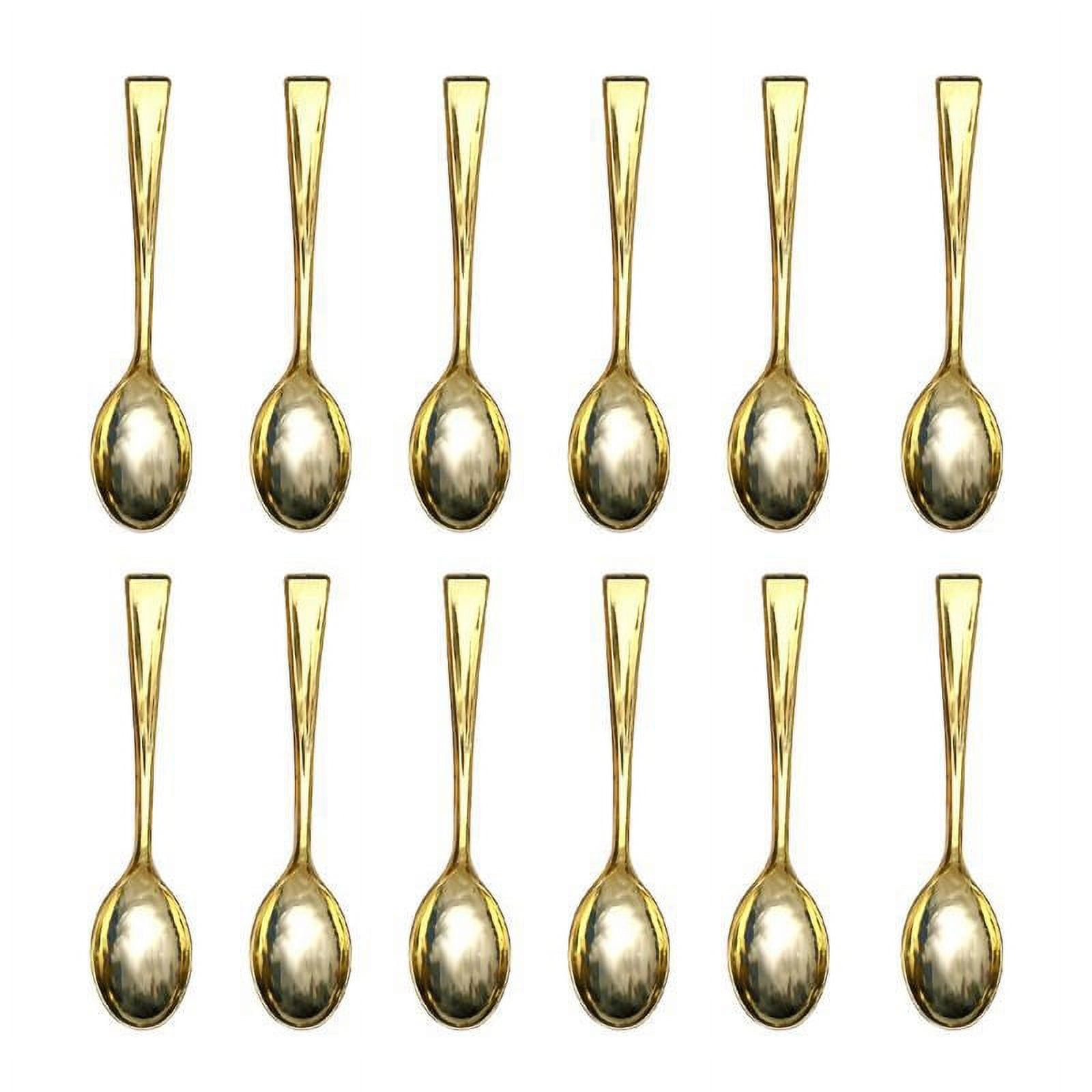 (Gold Spoon) 24PCS Plastic Disposable Spoons Forks Golden Mini Spoon ...