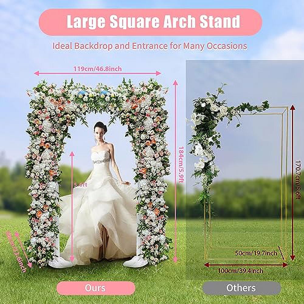 Gold Square Metal Wedding Arch Prop Frame Garden Arbor Flowers Balloon ...