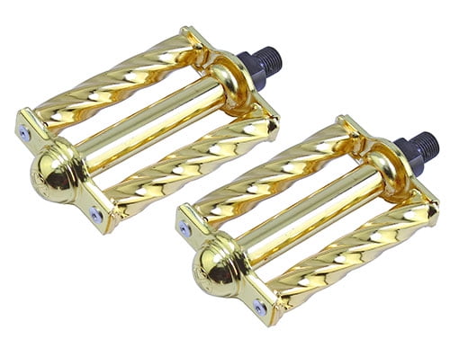 Gold Square Twisted Bike Pedals 1/2". Works on 1 piece cranks. Sold as ...