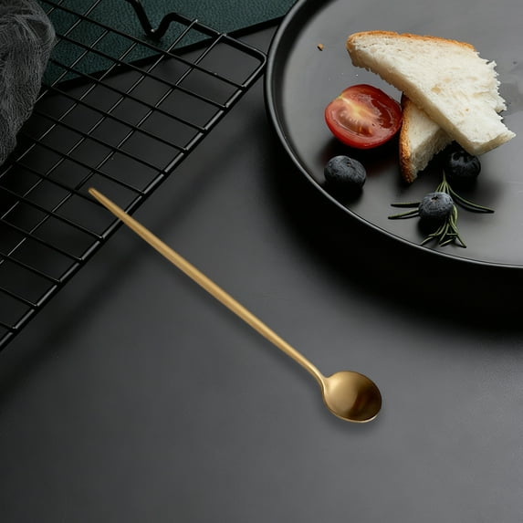 Gold Stainless Steel Coffee Spoon | Long Handle Iced Tea Stirring Spoon ...