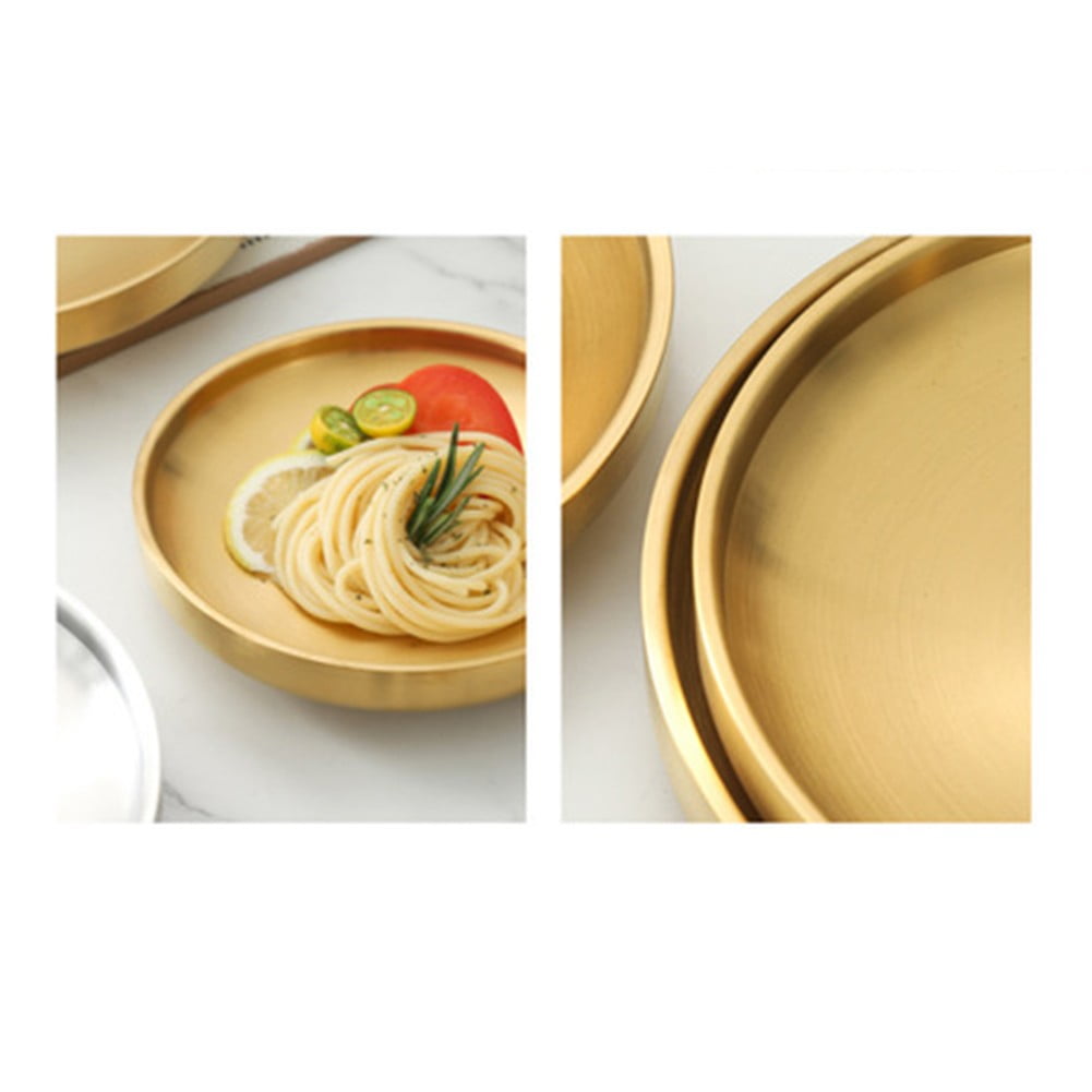 Gold Stainless Steel Double-Layer Round Tray-Elegant And Versatile ...
