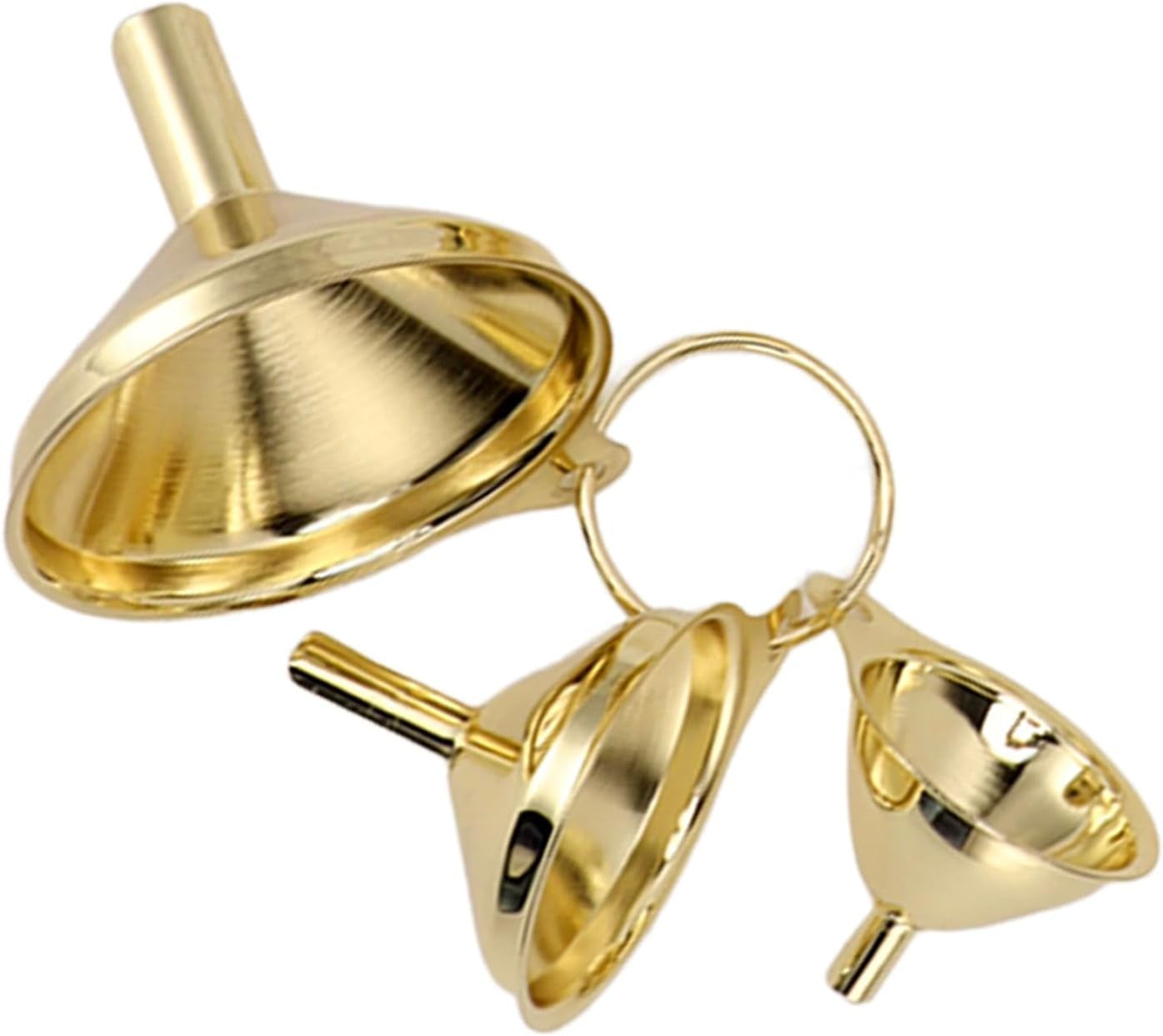 Gold Stainless Steel Funnel Set, Curved Body Smooth Accurate Fast ...