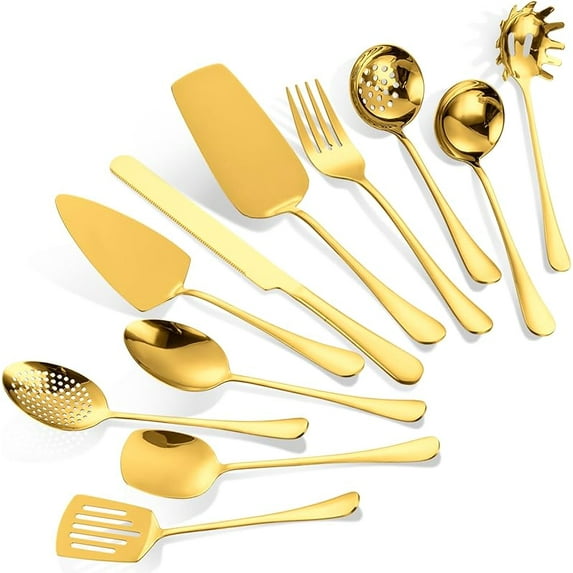 Gold Stainless Steel Kitchen Utensils Set 11 Pcs Cooking Utensils ...