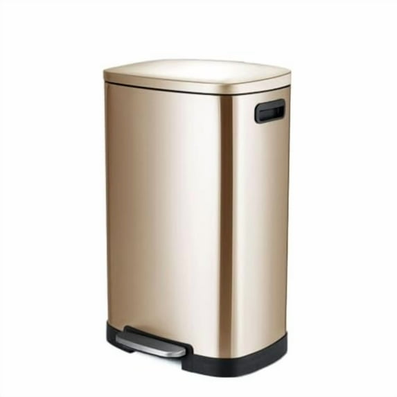 Gold Stainless Steel Trash Can 13 Gallon (50L) Large Kitchen with Hands ...