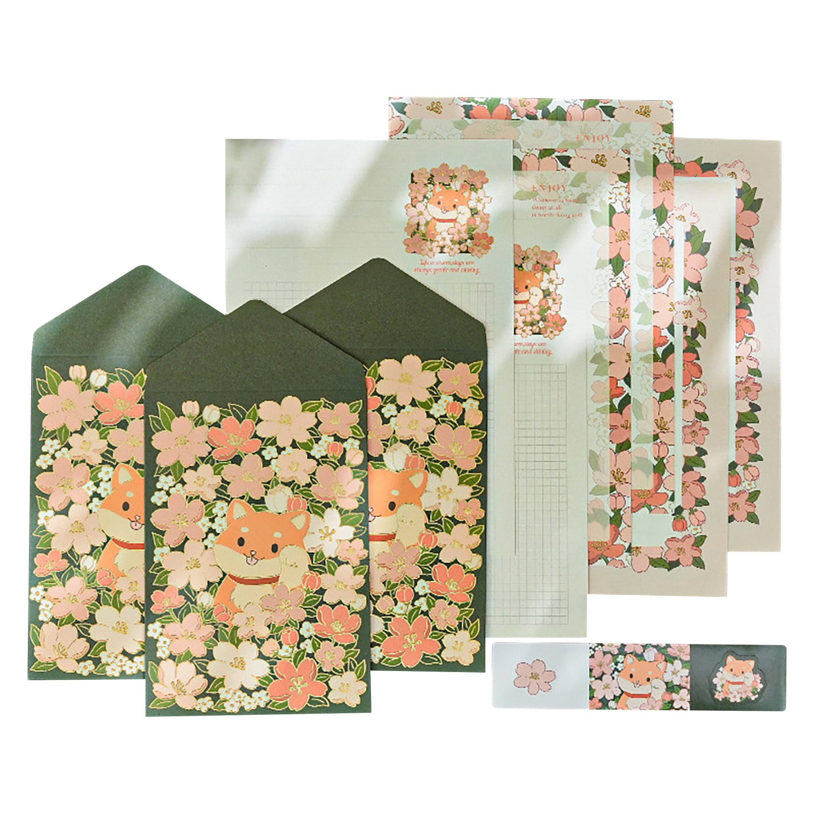 Gold Stamped Envelope Stationery Set Fresh Retro Bouquet Stationery ...