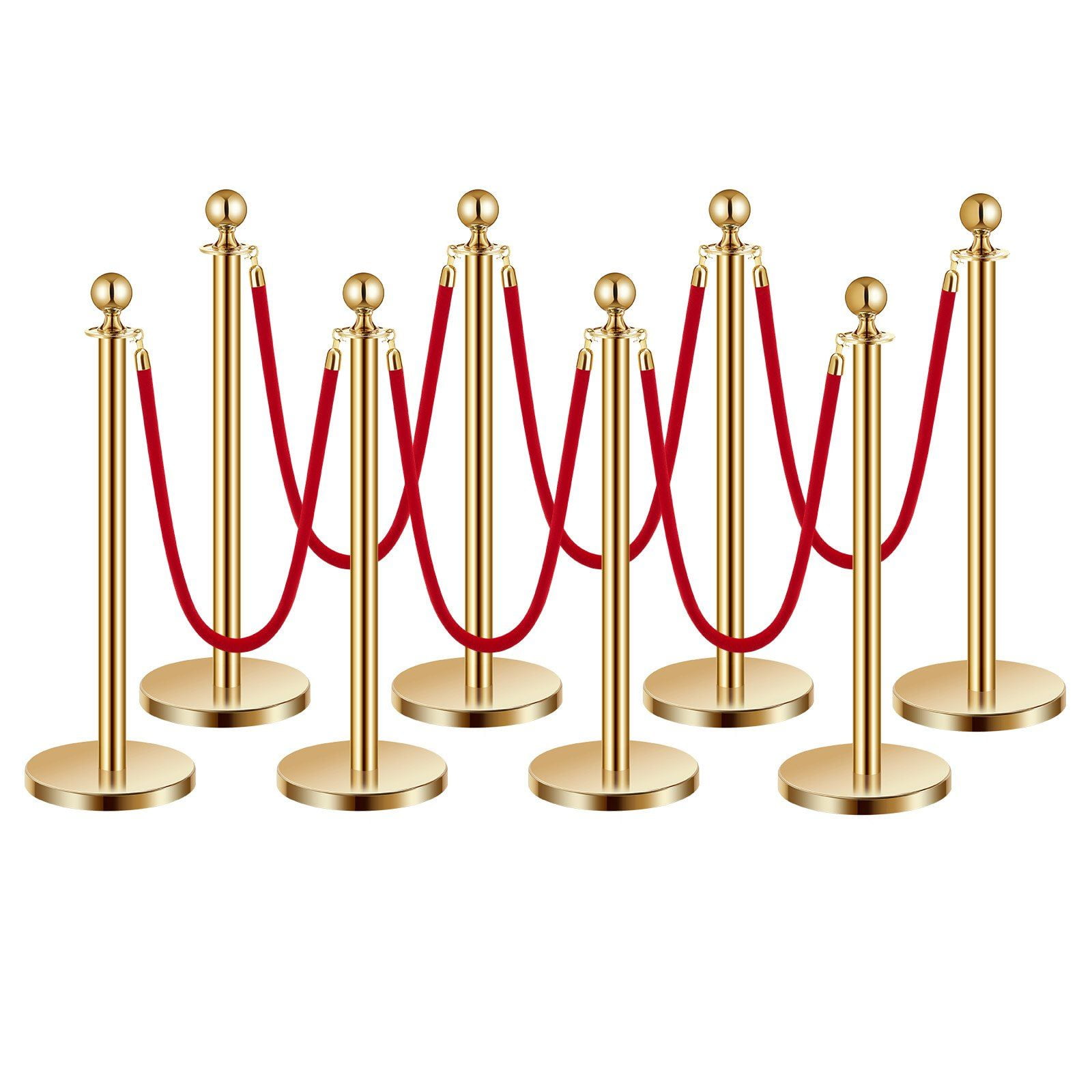 Gold Stanchions with Stainless Steel Posts 8Pcs Hollow Base 6 Red ...