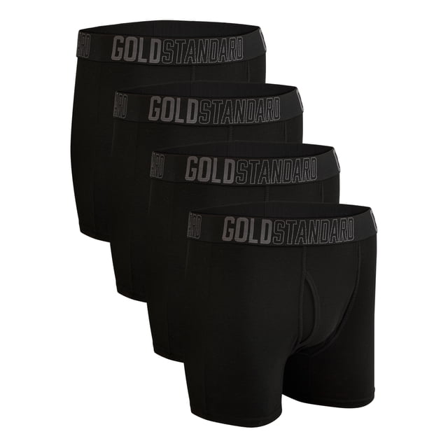 Gold Standard 4-Pack Mens Soft Cotton Boxer Briefs Premium Stretch ...