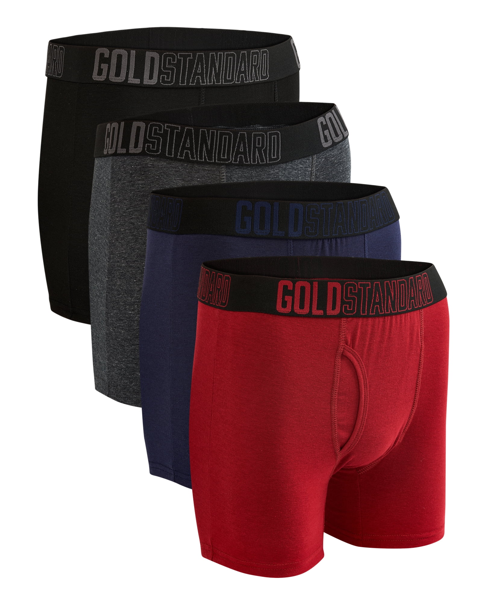 Gold Standard 4-Pack Mens Soft Cotton Boxer Briefs Premium Stretch Navy ...