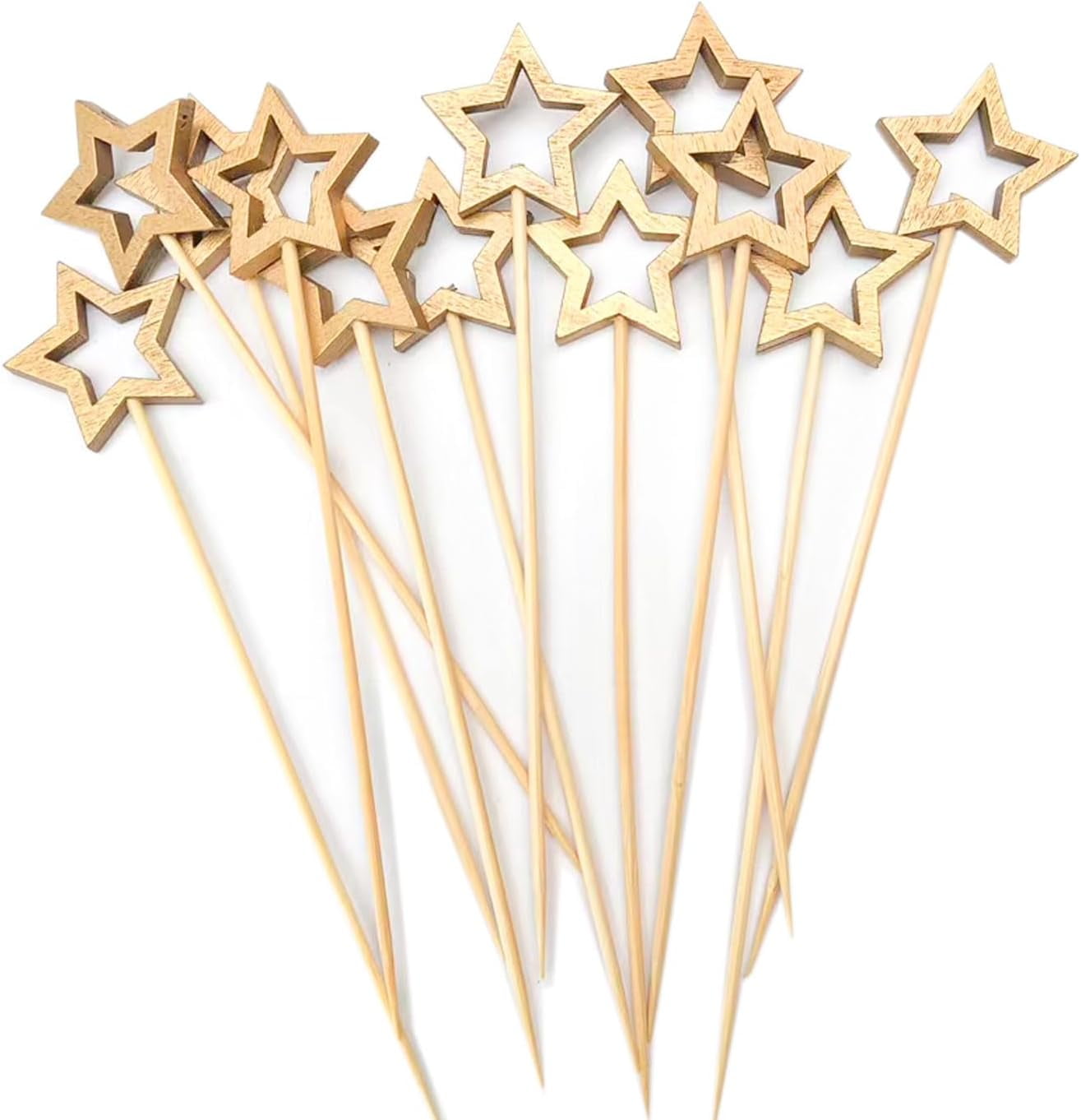 Gold Star Bamboo Cocktail Picks, 5.5 Inch Long Decorative Toothpicks ...