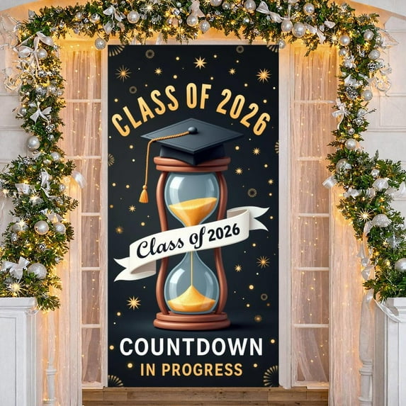 Gold Star Design Graduation Banner Graduation Cap Theme Class of 2026 ...