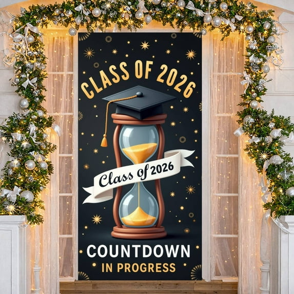 Gold Star Design Graduation Banner Graduation Cap Theme Class of 2026 ...