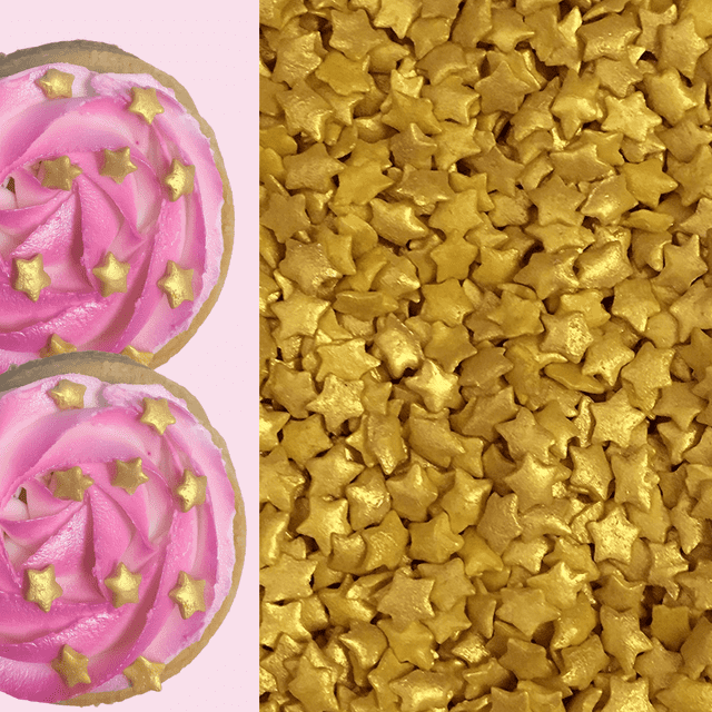 Gold Star Edible Sequin Confetti Sprinkles Quins for Cakes and Cupcakes ...