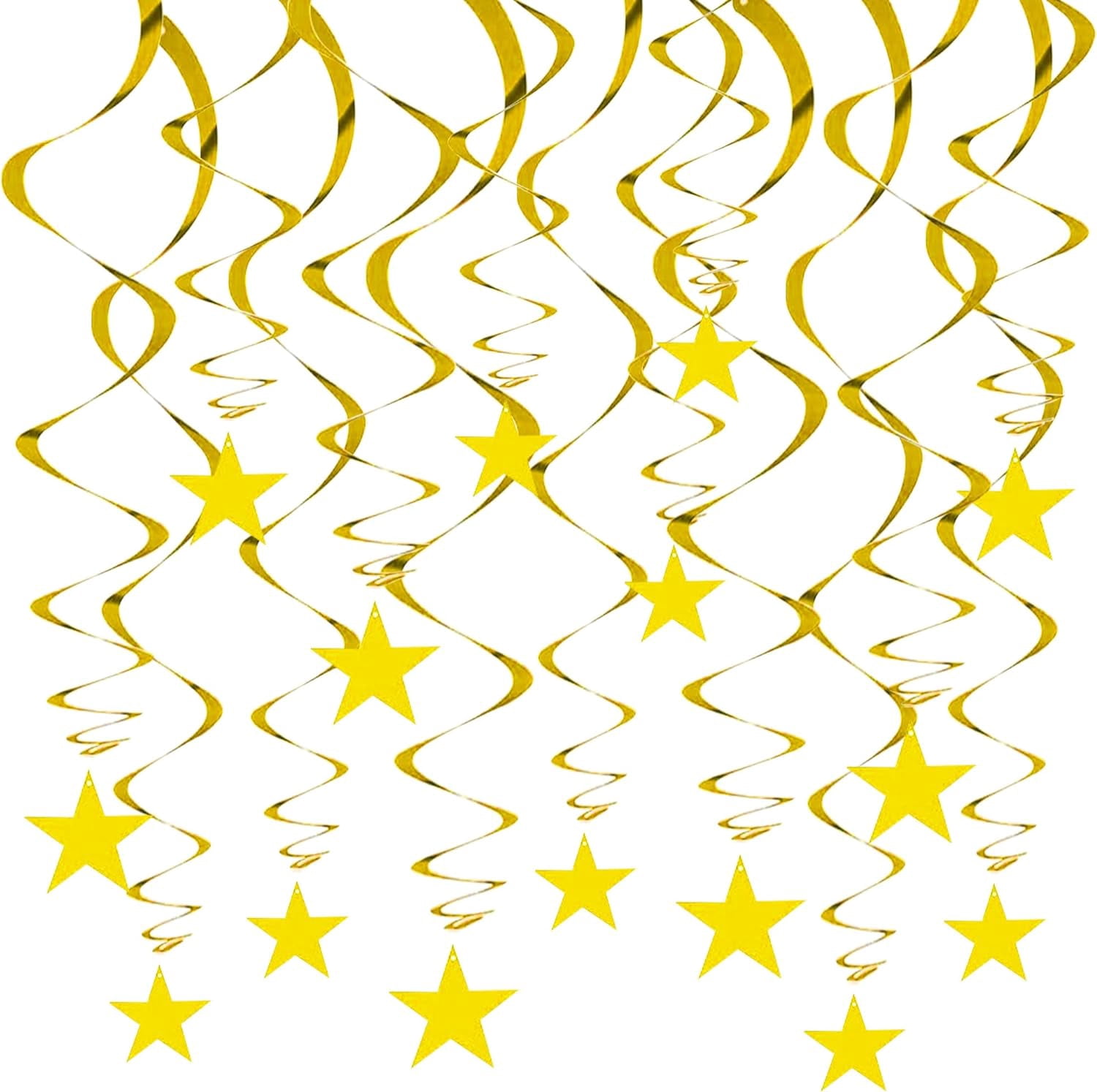 Gold Star Hanging Swirl Decorations,Hanging Gold Party Supplies for ...