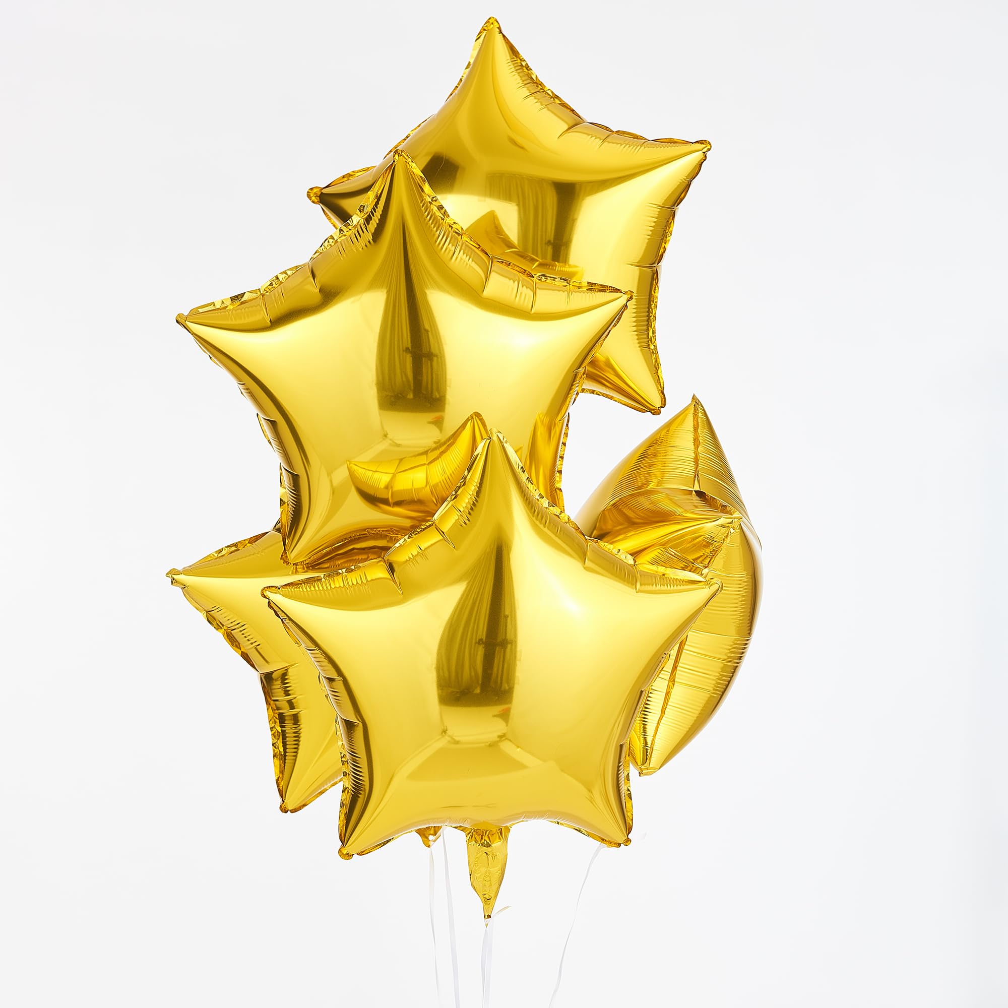 Gold Star Shape Foil DHF10 Balloon, 10pcs Big Mylar Helium Balloons for ...