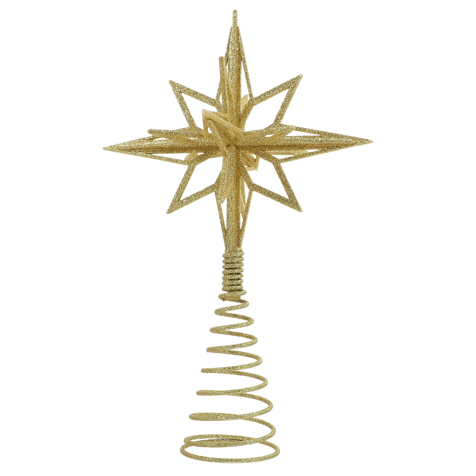 Gold Star Tree Topper – Christmas Gold 3D Glitter Star Ornament Treetop ...