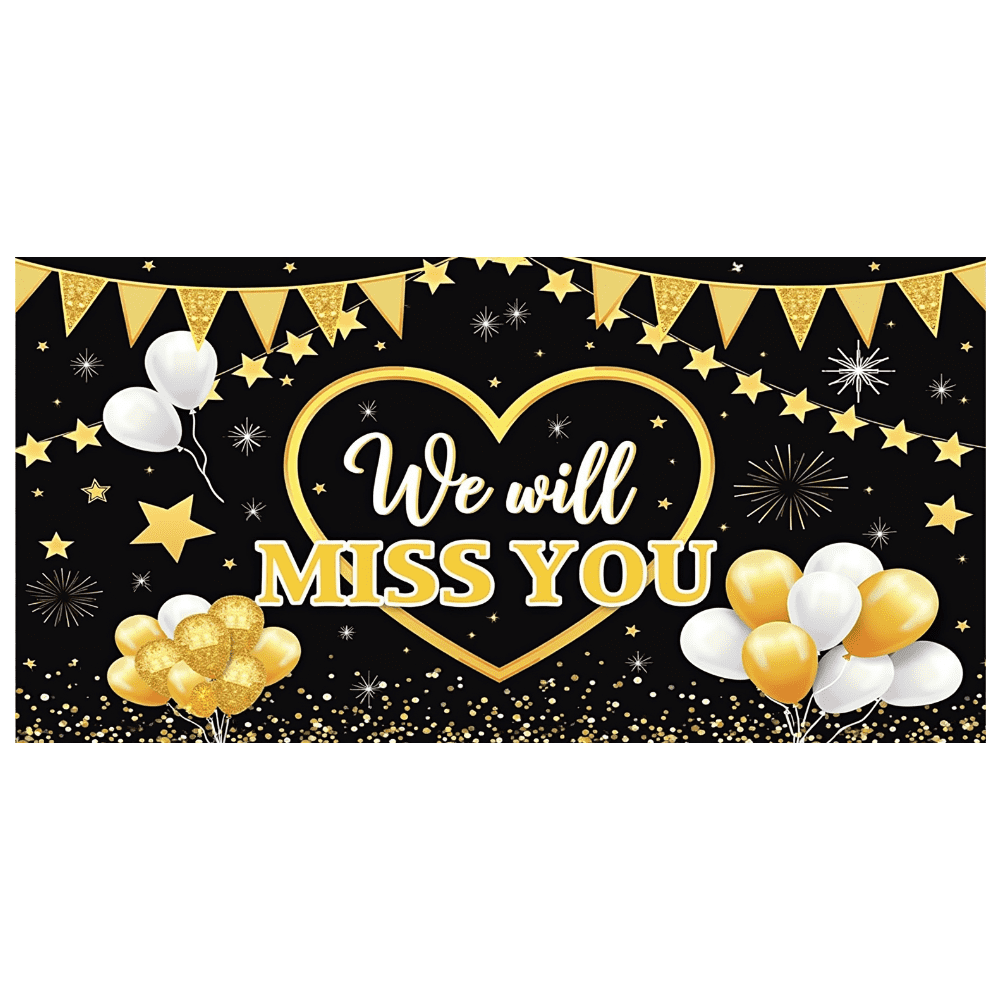 Gold Stars Farewell Banner Heart Design Glitter Balloons for Goodbye ...