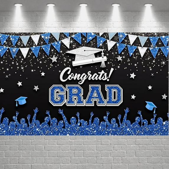 Gold Stars Graduation Banner Graduation Cap Class of 2026 Backdrop ...