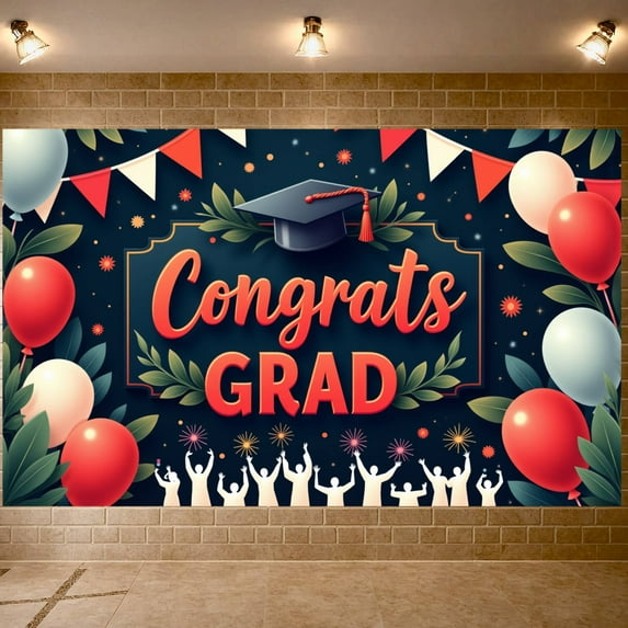 Gold Stars Graduation Banner Graduation Cap Class of 2026 Backdrop ...