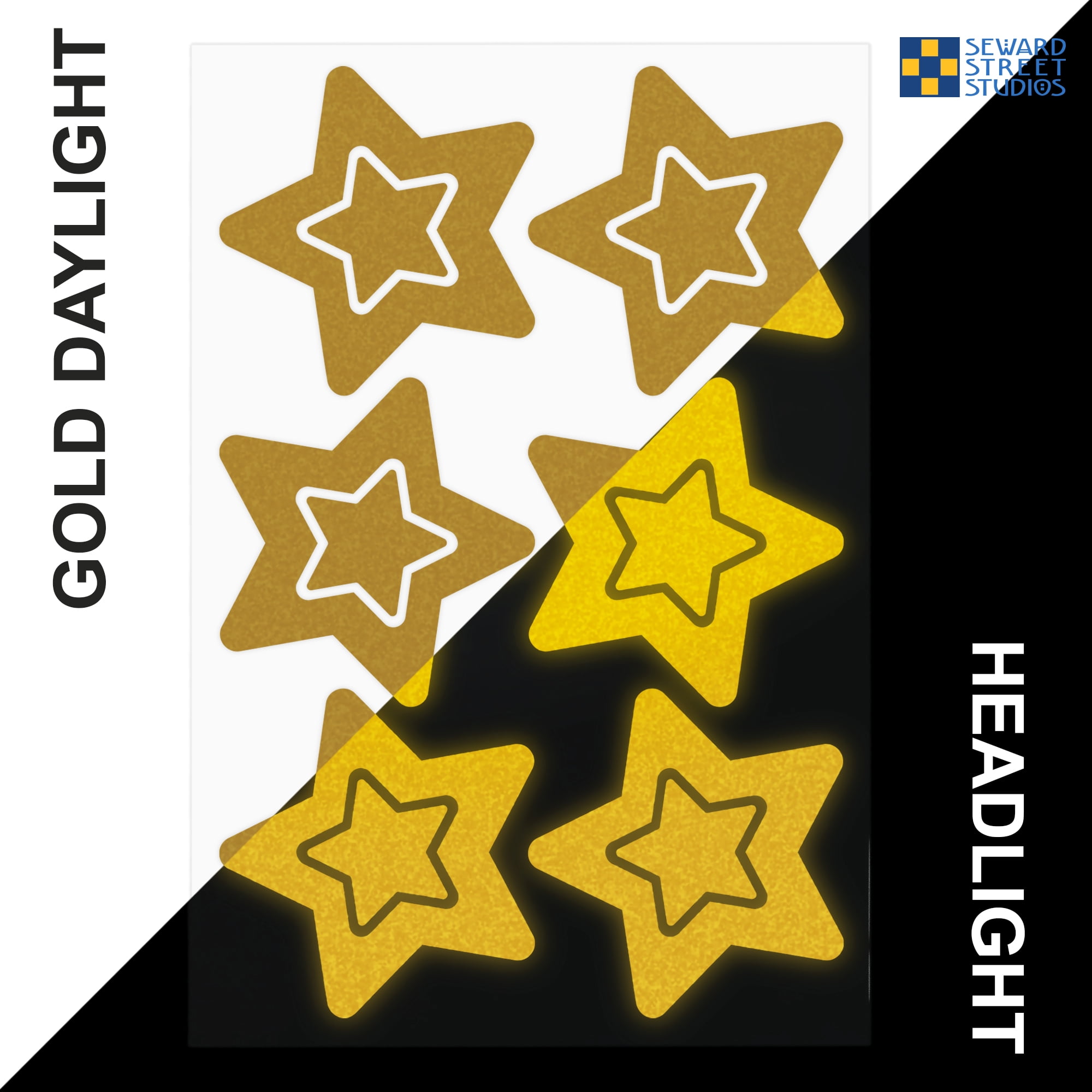 Gold Stars Reflective Decals Set, Stars Motorcycle Helmet Stickers Kit ...