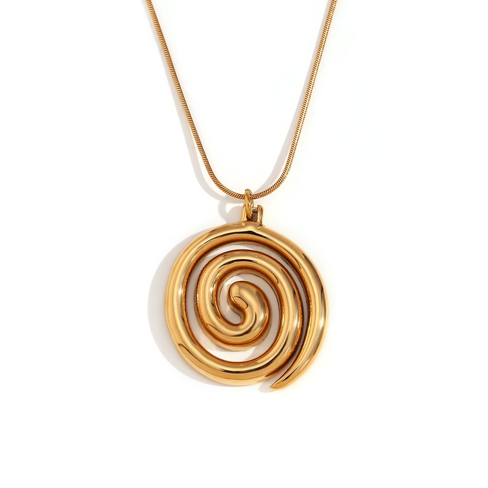 Gold Statement Necklaces for Women - Boho Beach Spiral Swirl Conch ...