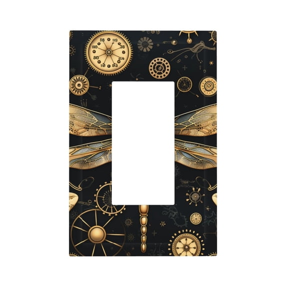 Gold Steampunk Dragonfly Black Golden Single Gang Wall Plate 1 Gang ...