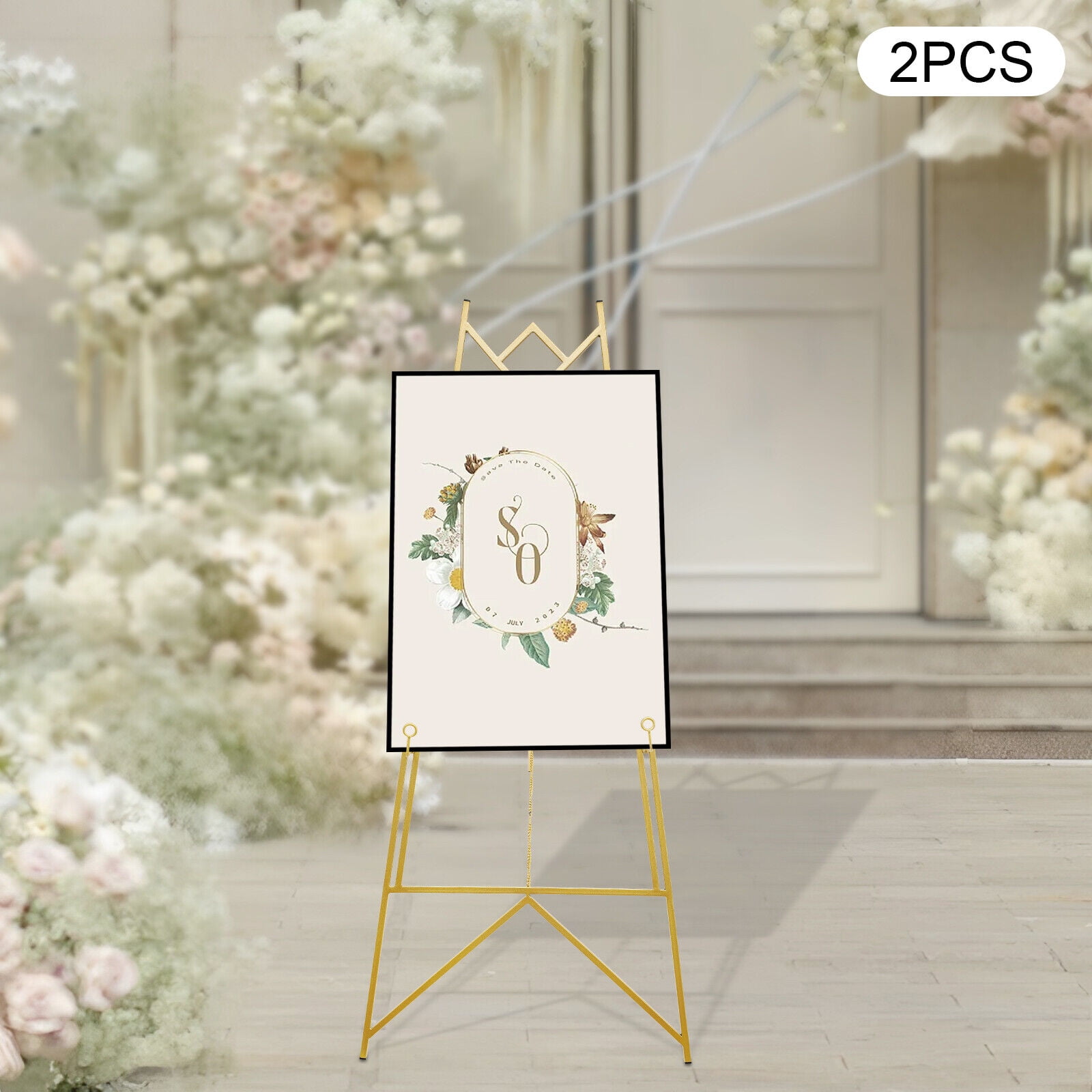 Gold Steel Two Easel Stand, Hook Design Poster Easel, Easel Tripod For ...