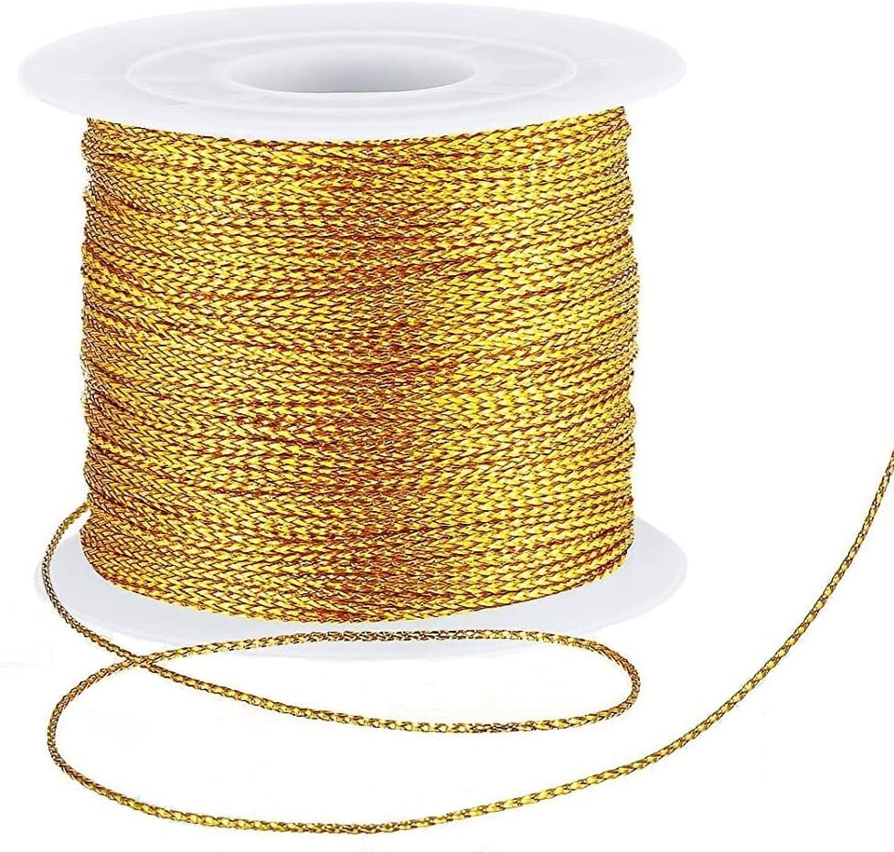 Gold String Metallic Cord 1mm Tinsel String Thread for Craft Jewelry ...