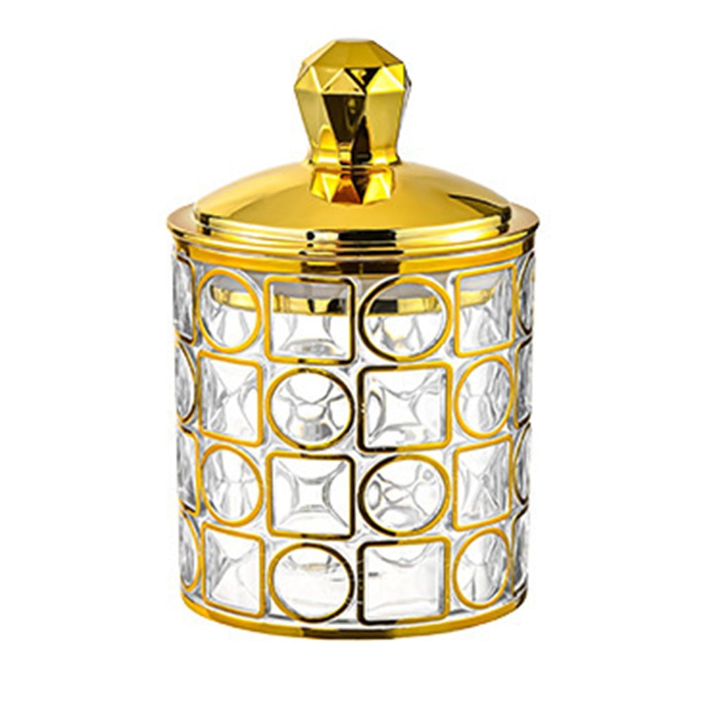 Gold Striped Round Jar With Airtight Lid Stylish Sealed Storage ...