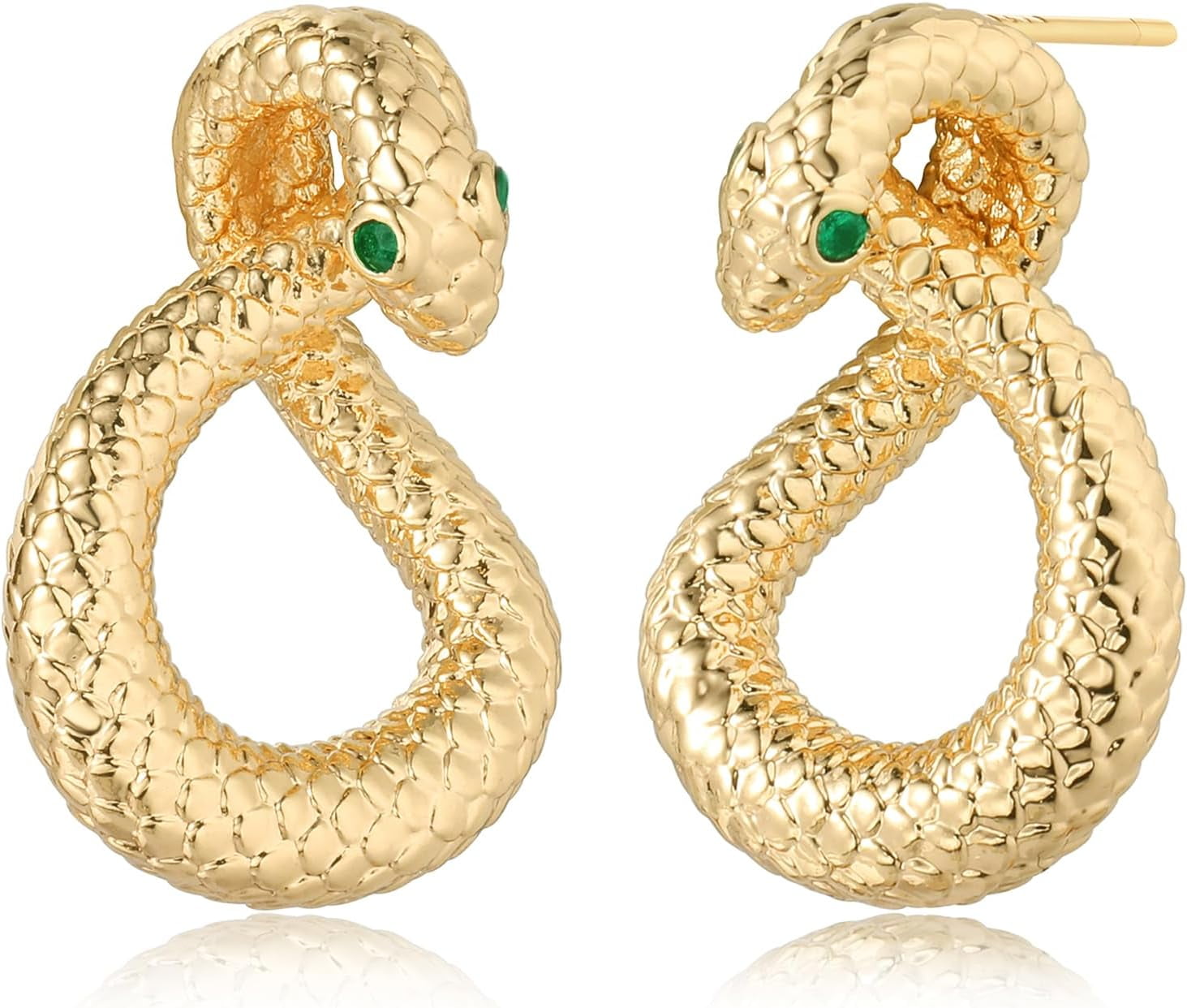 Gold Stud Earrings For Women Dainty 14K Gold Plated Snake Studs Earrings Handmade Hypoallergenic ...